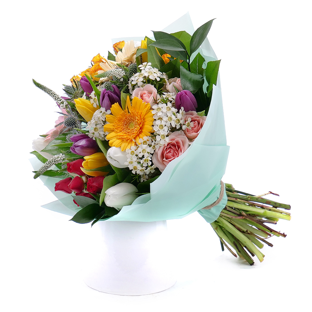 Kytica kvetov - Sweet farebné ruže,gerbery a tulipány | KVETY.sk